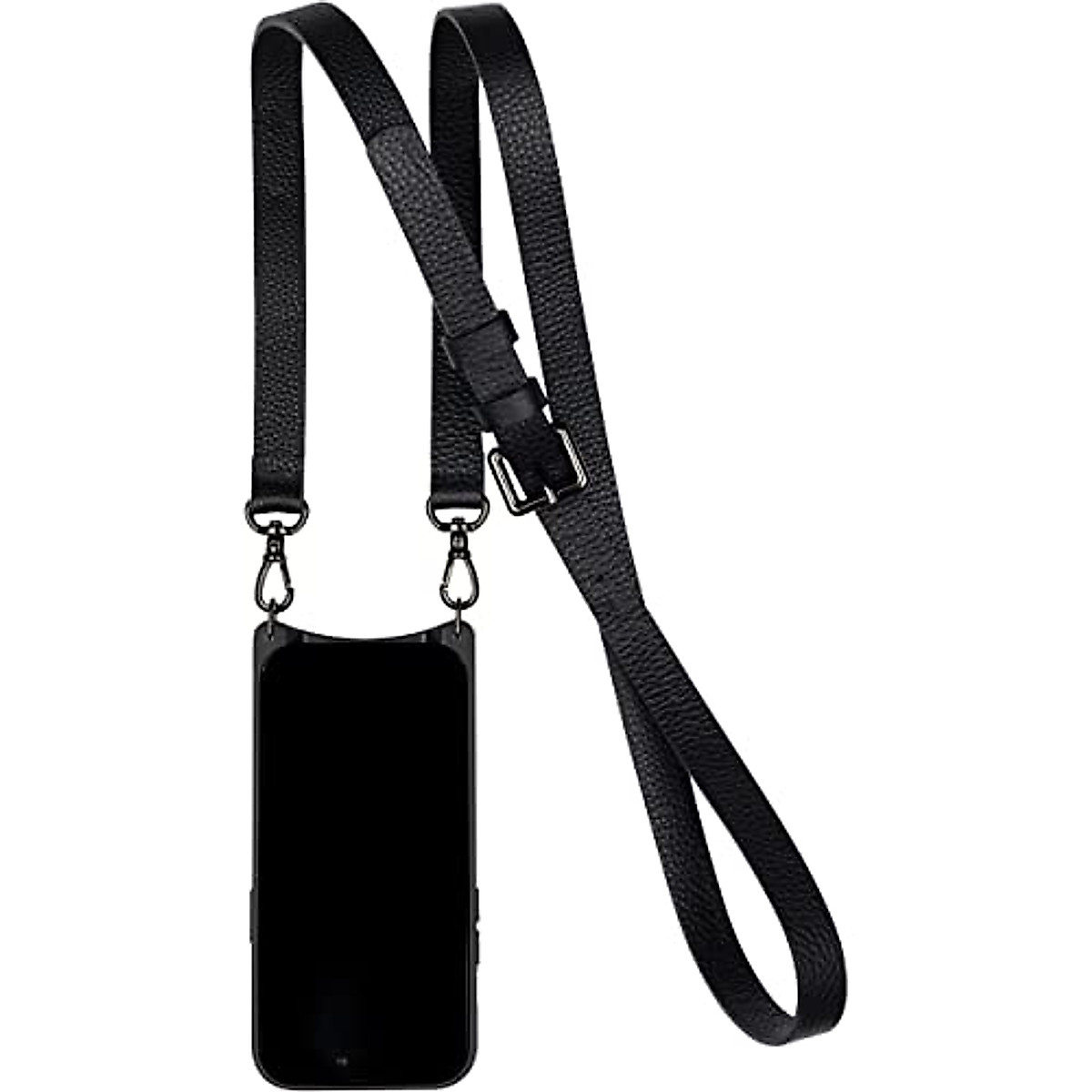 Bandolier Hailey Crossbody Phone Case and Wallet - Black Leather with Pewter Detail - Compatible with iPhone 14 Pro Max