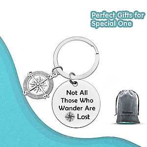 Not All Those Who Wander are Lost Keychain Travel Gifts Keychain Camping Keychain Graduation Christmas Birthday Gifts Inspirational Gifts for Women Men Wanderer Traveler