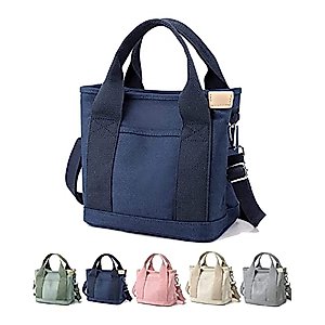 Gpmsign Travel Bag, Large Capacity Multi-Pocket Handbag, Womens Lightweight Canvas Tote Purse with Zipper (Dark Blue)
