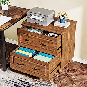 Tribesigns 2 Drawer Lateral Filing Cabinet, Wood Office File Cabinets with Solid Wooden Legs and Anti-tilt Mechanism for Home Office