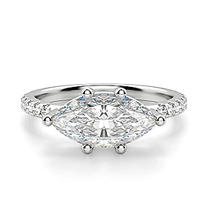 3.10 CT Marquise Moissanite Engagement Ring Wedding 925 Sterling Silver,10K/14K/18K Solid Gold Wedding Set Solitaire Accent Halo Style, Silver Anniversary Promise Ring Gift for Her (moissanite)