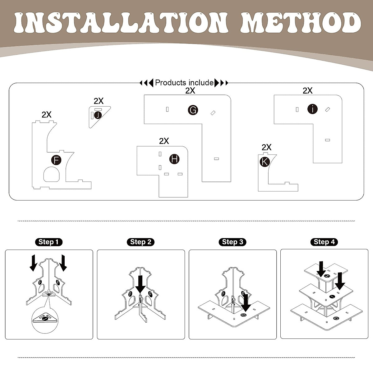 3 Tier Retail Table Display Corner Stand with Shelves for Products Portable 3 Step Corner Display Rack for Retail Tabletop, Counter Top, Craft Shows, Farmers Market, Trade Shows