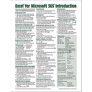 Excel for Microsoft 365 (Office 365) Introduction Quick Reference Guide - Windows Version (Cheat Sheet of Instructions, Tips & Shortcuts - Laminated Card)