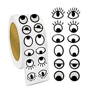 BLMHTWO 2000 Pieces Eye Stickers Large Googly Eyes Self Adhesive Stickers Labels Black White Cartoon Wiggle Eye Stickers Eyeball Stickers for DIY Crafts Scrapbook Notebook Party Favor