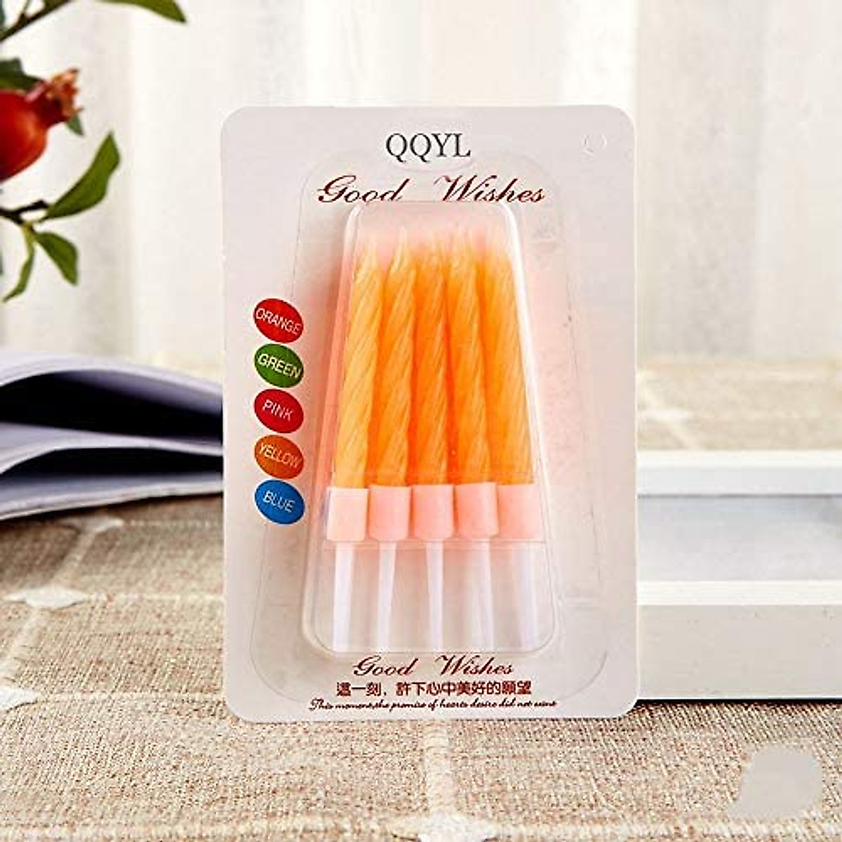 3.5" 5" Short Long Gold Candles for Birthday Cakes Topper Decor for Small Middle Large Birthday Party Cake for Women Child Men Girl (Candy Orange, Short Candle)