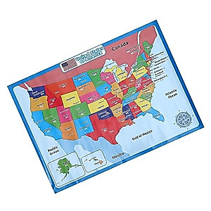 Operitacx Cartoon Preschool Posters 4 Sheets United States map poster US map playroom decor supply usa map for accessory Cartoon Accessories hanging pictures decorate synthetic paper
