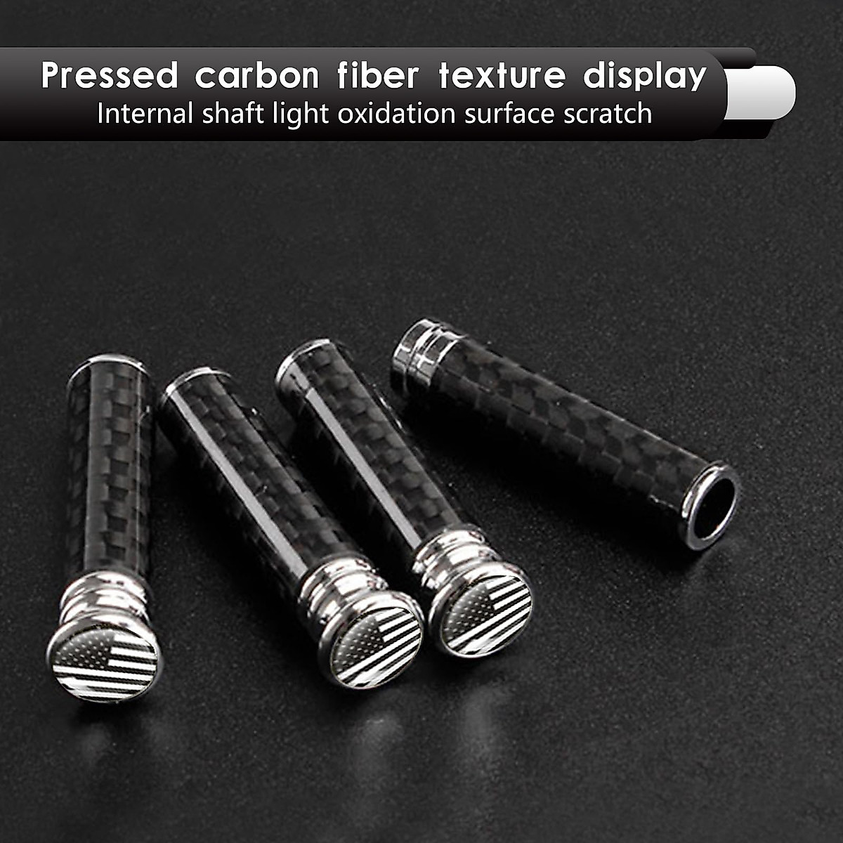 Yumfugu 4 PCS Car Modified Door Lock Knobs, Carbon Fiber Metal Automotive Door Lock Pin Covers Replacements, Universal Vehicle Bolt Pin Cover Stick Accessories Set for Trucks SUVs Cars (Black)