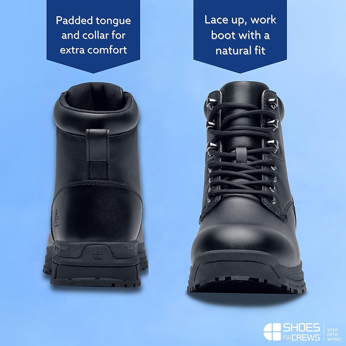 Shoes for Crews Rowan, Men's Steel Toe (ST) Work Boots, Slip Resistant, Water Resistant, Black, Size 16 Wide