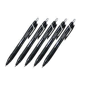 Uni-Ball Jetstream Extra Fine Point Retractable Roller Ball Pens,-Rubber Grip Type -0.7mm-Black Ink-Value Set of 5