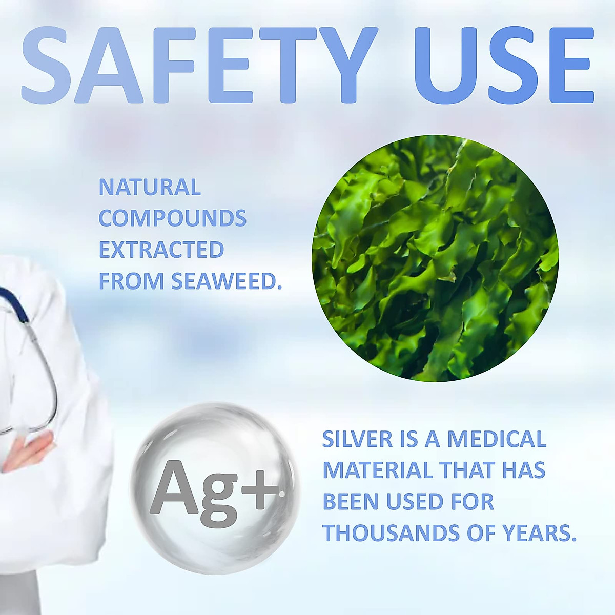 Dr. Med Silver Calcium Alginate Wound Dressing 4''x4'' Patches, 10 Individual Pack High Absorbency Ag Alginate Wound Bandage, Non-Adhesive, Painless Removal Gauze for Bedsore, Ulcers, Skin Abrasions