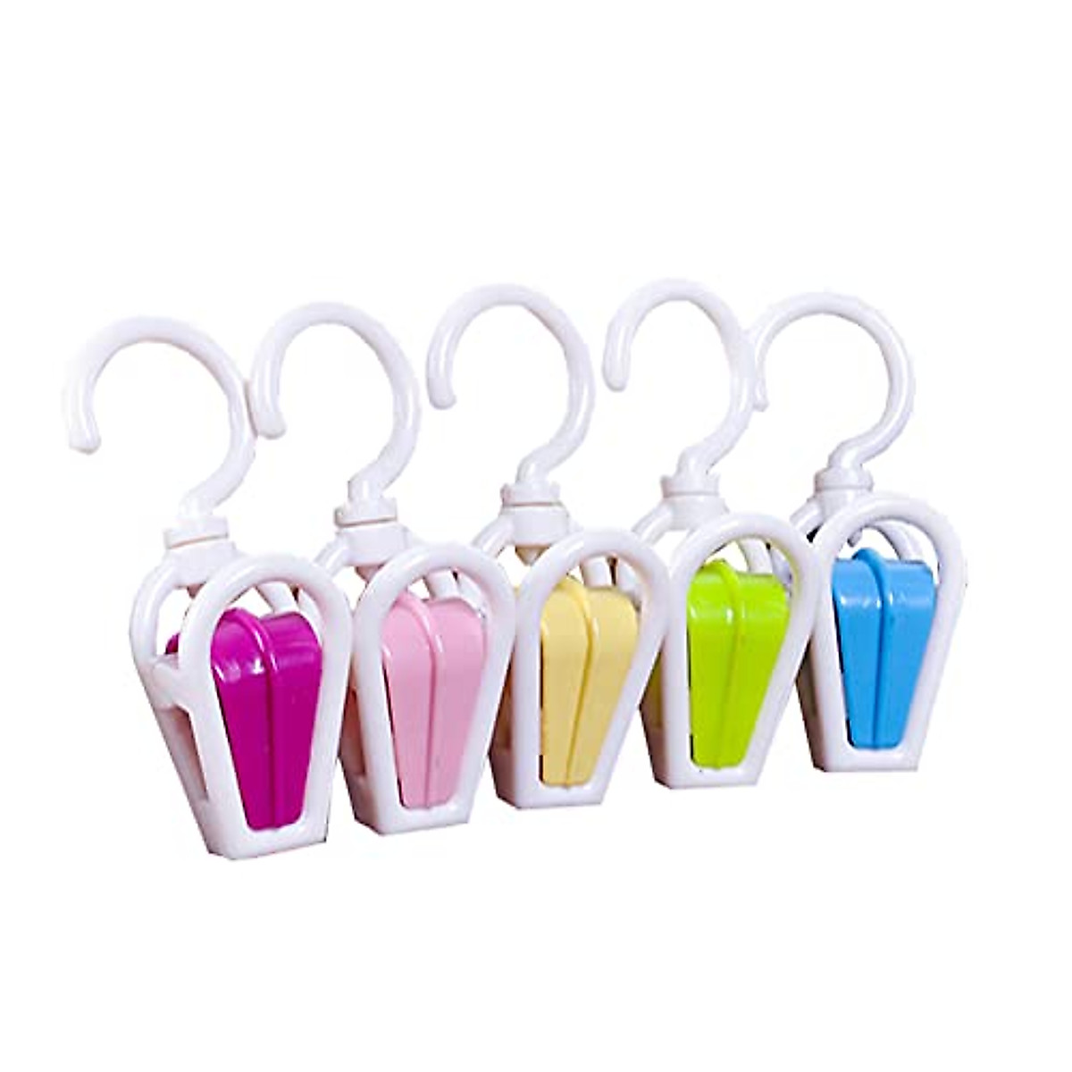 GSHLLO 10 Pcs Colorful Plastic Swivel Hooks Laundry Hanging Clips Portable Clothes Pins Retail Hat Hanger Clips for Hats Pants Socks