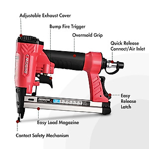 Arrow Pneumatic Staple Gun, Oil-Free Upholstery Stapler with 3750 Pieces T50 1/4", 3/8", 1/2" Staples, Adjustable Exhaust, for Woodworking, Professional and DIY Projects, PT50