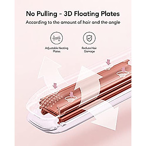 Salon Flat Iron Hair Straightener, Negative Ion Flat Iron with Titanium Plates Get Frizz-Free Hair, Dual Voltage Flat Iron for Hair with Auto Shut-Off (Rose Gold)
