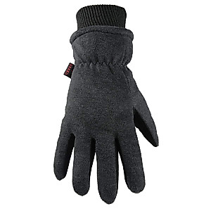 OZERO Warm Gloves Deerskin Leather Winter Thermal Glove Insulated Polar Fleece for Snow Skiing Driving Cycling Hiking Runing Hand Warmer in Cold Weather for Women and Men Small Gray