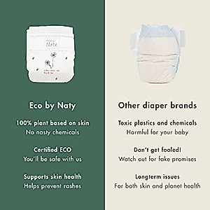 Eco by Naty Baby Diapers - Plant-Based Eco-Friendly Diapers, Great for Baby Sensitive Skin and Helps Prevent Leaking (Size 1, 100 Count)