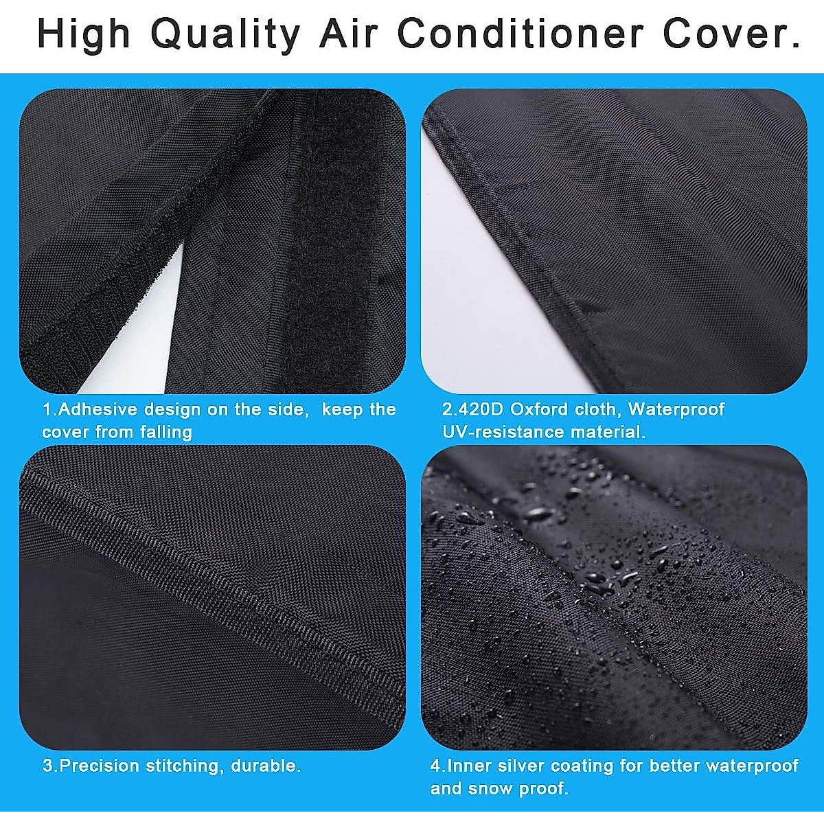 Woohot Air Conditioner Covers for Outside Units - 34 x 34 x 30 inches Durable AC Cover Water Resistant Fabric Windproof Design Outdoor Furniture Universal Cover with Air Pockets