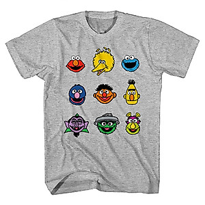 Sesame Street Mens Classic Shirt Elmo Cookie Monster Big Bird Tee T-Shirt (Heather Grey, X-Large)
