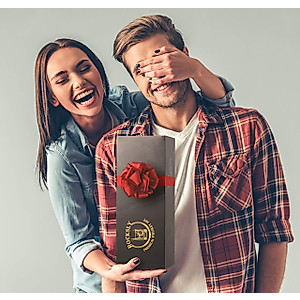 ROCKSLY Whiskey Stones Gift Set with Stand | Handcrafted Whiskey Glass Set Granit Whiskey Rocks for Perfect Drink | Whiskey Gift Set & Whiskey Kit | Best Whisky Stones Glass Set for Men dad (Mahogany)