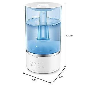 Pelonis Warm and Cool Mist Humidifiers for Bedroom Large Room Home and Baby | Ultrasonic Cool and Warm Mist Humidifier for Plants | Essential Oil Diffuser|4L Tank| Night Light| White