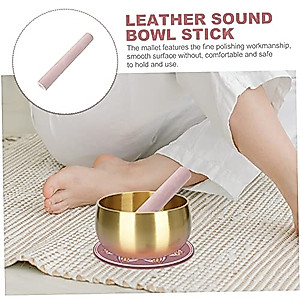 MILISTEN Bundle Tibetan Suede Healing Temple with Bowl Beech Stick Block Religious Hammer - Mallet Wood for Meditation Covered Prayer Crystal Buddha Chanting Pocket Music Monk