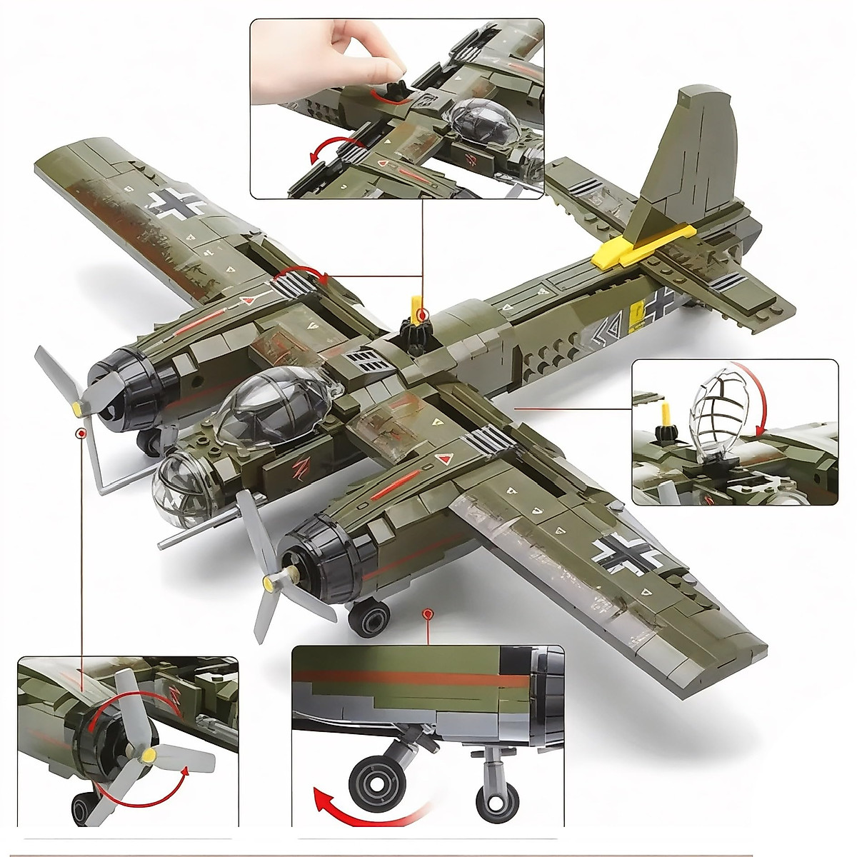 General Jim's WW2 Military Iron Empire Building Blocks Air Bomber JU88 - World War 2 Aircraft Fighter Plane Brick Building Set