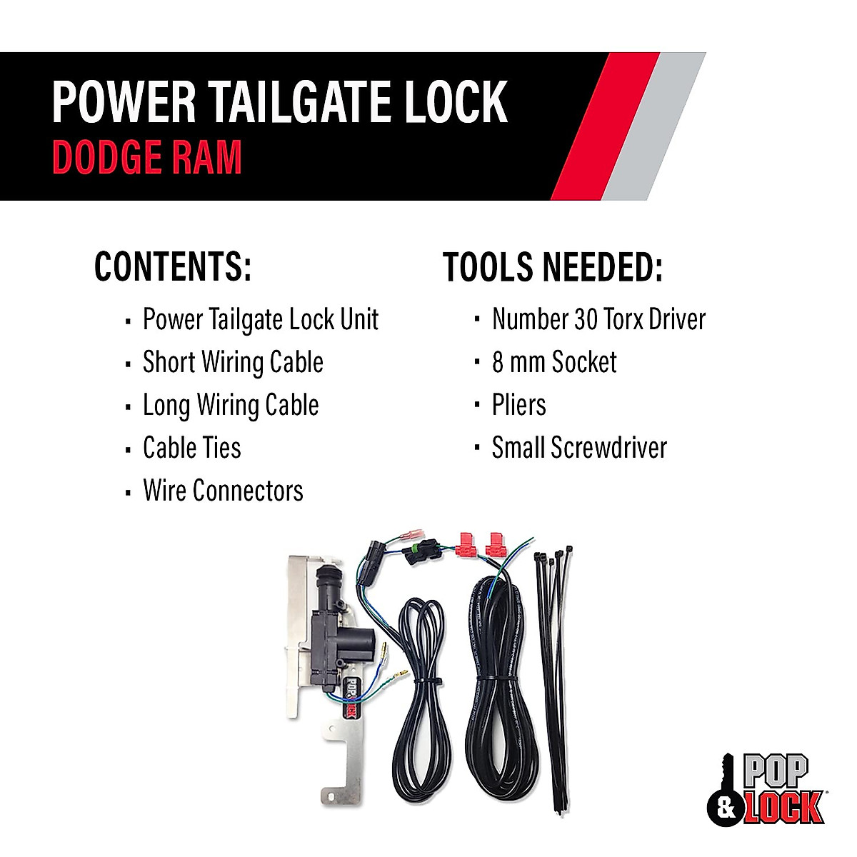 Pop & Lock PL8340 Power Tailgate Lock for Dodge Ram Models 1500, 2500, and 3500