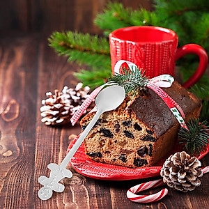 16 Pieces Christmas Spoon Set Christmas Stirring Spoon Creative Stainless Steel Coffee Spoon Tea Spoon Soup Spoon Dessert Spoon for Stirring Drink Mixing Milkshake Jam (4 Styles) (Silver)