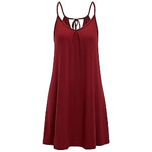 ULTRANICE Red Dresses Women 2024 Spring Summer Casual Vacation Hawaiian Beach Party Wedding Guest Dresses Semi Formal Cover Ups V Neck Mini Sundress(Jujube Red,M)