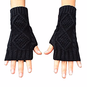 Novawo Women's Hand Crochet Winter Warm Fingerless Arm Warmers Gloves