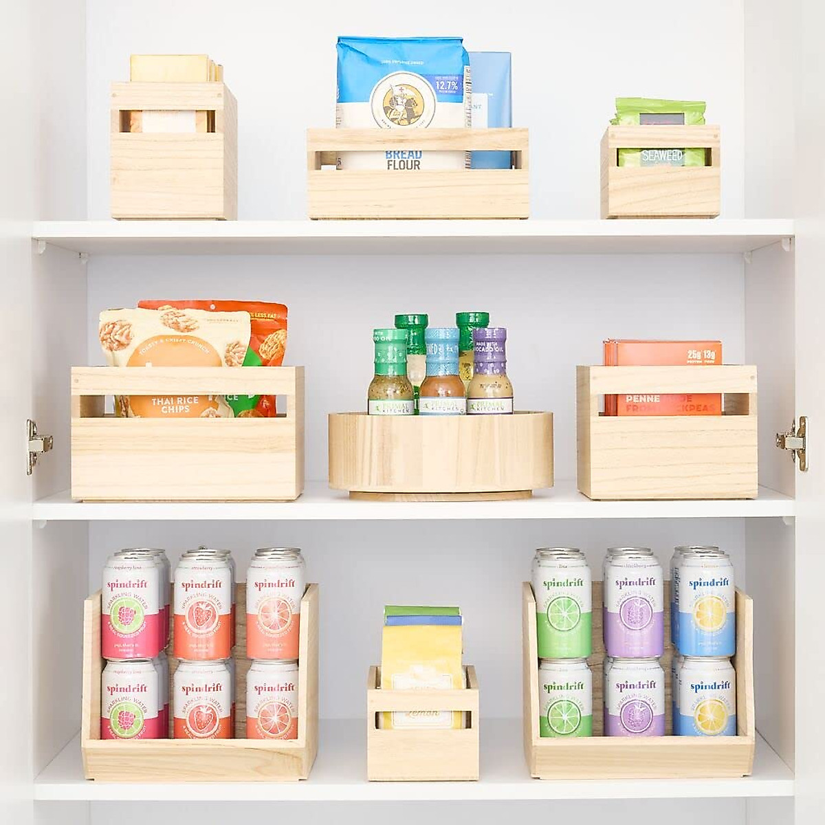 iDesign Renewable Paulownia Wood Collection Open Front Storage Bin, 11.46" x 8" x 10", Natural (Pack of 2)