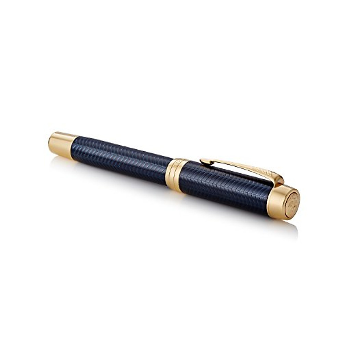 PARKER Duofold Centennial Fountain Pen, Prestige Blue Chevron, Fine Solid Gold Nib, Black Ink and Convertor (1931369)