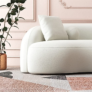 ASHCROFT Bodrum Living Room Modern French Knitted Boucle Fabric Upholstered Sofa in Cream