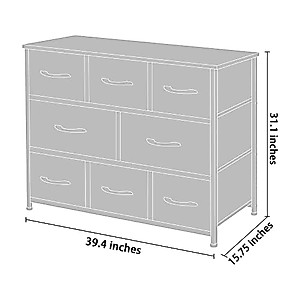 AZL1 Life Concept Extra Wide Organizer 8-Drawer Closet Shelves, Dressers Storage Chest for Bedroom, Living Room, Hallway & Nursery with Easy Pull Fabric Bins Wood Top, Black and White