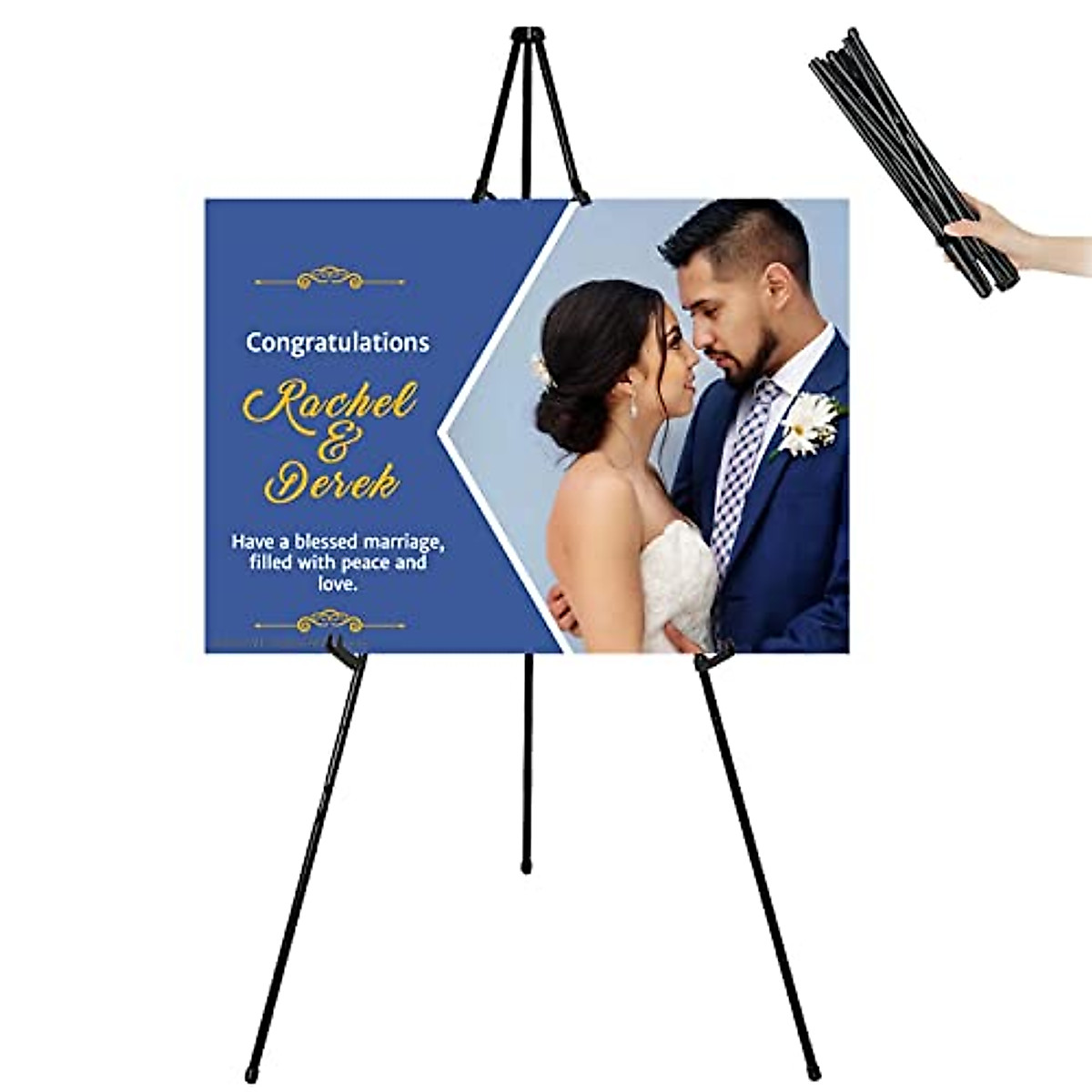 2022 Version Display Easel Stand for Wedding Sign Poster,63" Tall Instant Easels for Display Arts Painting Shower Sign,Adjustable Collapsable Floor Tripod with Portable Bag,Holds 5lbs,1Pack