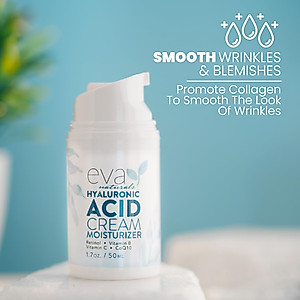 Eva Naturals Hydrating Face Cream with Hyaluronic Acid - Anti-Aging, Wrinkle Face Moisturizer for Women and Men, With Aloe Vera & Retinol For Face - Firming Day & Night Cream (1.7 Fl Oz)