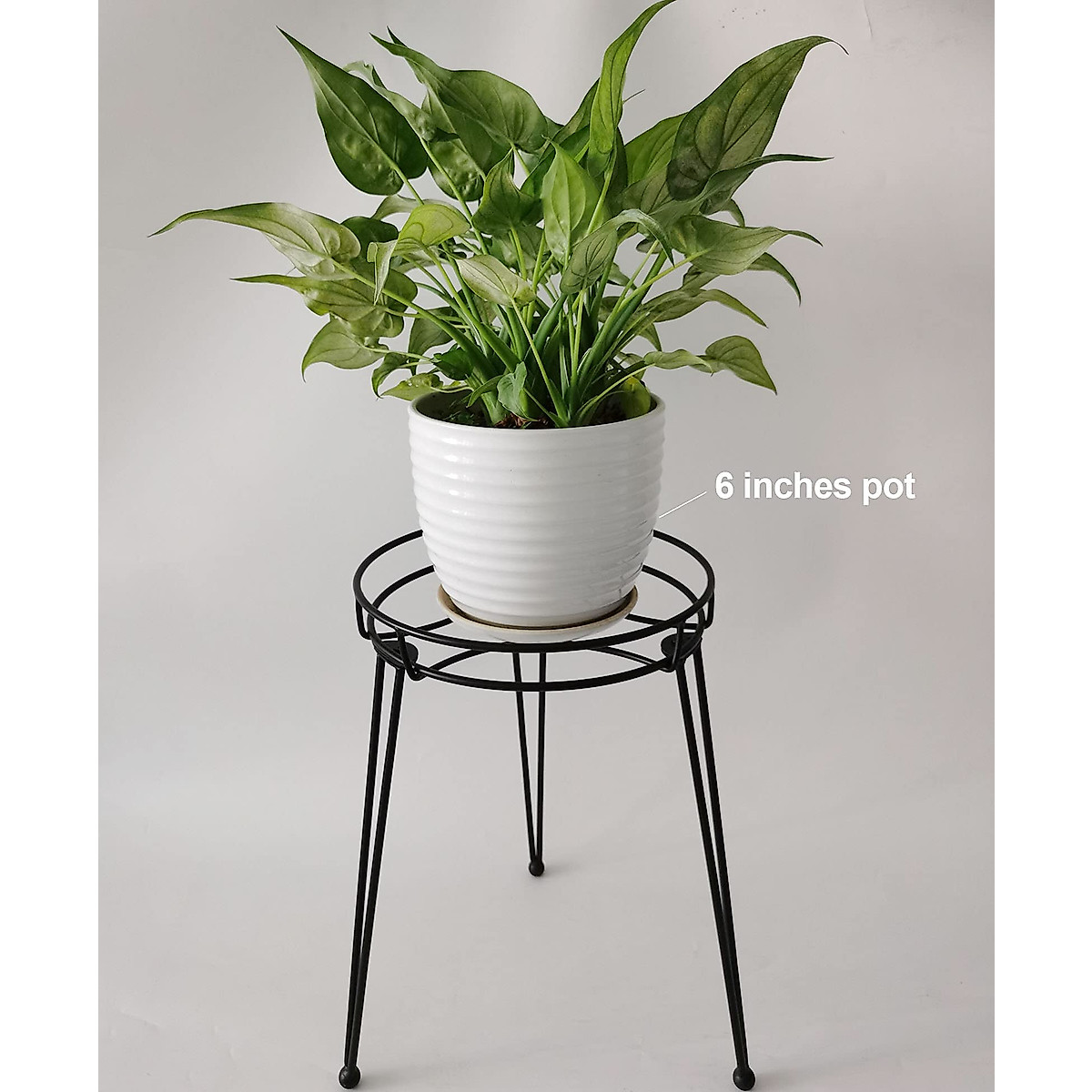 iLTreFlo Midcentury Modern Metal Potted Plant Stand 18.7 inches Tall Flower Pot Holder Large Rustproof Iron Garden Container Heavy Duty Rack for Planter,Black