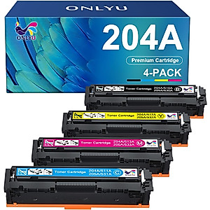 ONLYU Compatible Toner Cartridge Replacement for HP 204 204A CF510A CF511A CF512A CF513A Pro MFP M180nw M180n M181 M181fw M154a M154nw Printer (Black, Cyan, Yellow, Magenta, 4-Pack)