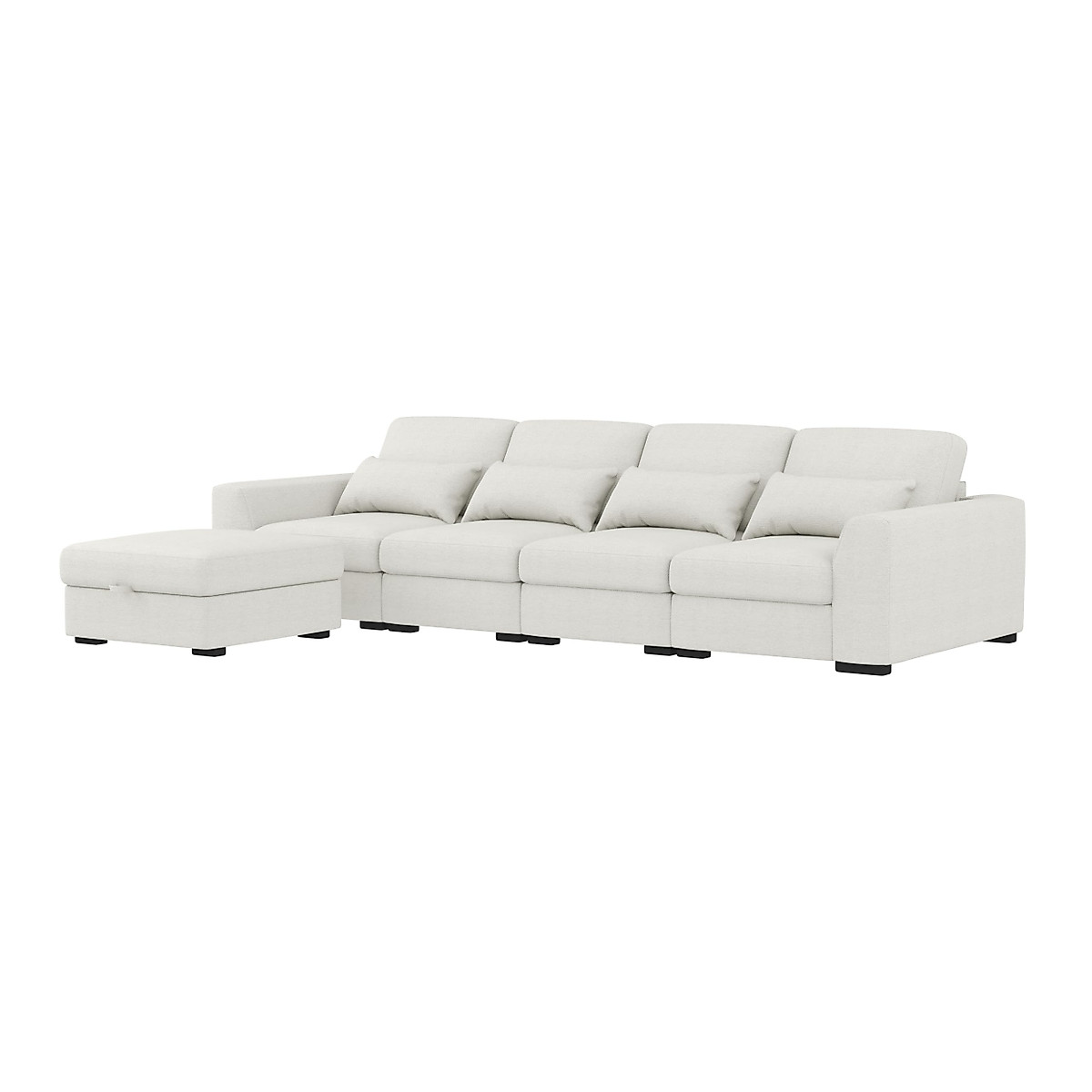 Woyomeub Sectional Sofa Couches for Living Room: L Shaped Couch with Storage Ottoman - Beige Modular Oversized 4 Seater Sofas with Pillows U Shape Furniture Set