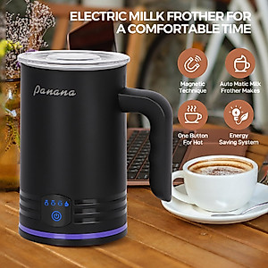 Electric Milk Frother, 4 in 1 Milk Steamer, 14.5oz/430ml Automatic Warm and Cold Foam Maker for Coffee,Latte, Cappuccino, Macchiato, Hot Chocolate (Black)