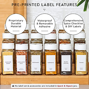 Laramaid 4oz 48Pack Glass Jars with 304 Minimalist White Premium Spice Labels, White Plastic Shaker Lid Dispenser, Black Chalk Marker, Cleaning Brush and Collapsible Silicone Funnel