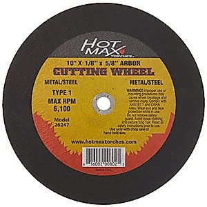 Hot Max 26247-5 10" x 1/8" x 5/8" Chop Saw Cut Off Wheel (5 Pack), Steel