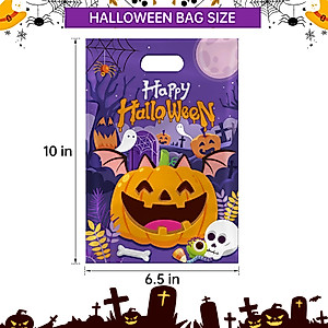 40 Pcs Happy Halloween Treat Bags with Handles-Trick or Treat Halloween Goodie Bags for Kids, Cute Ghost Pumpkin Halloween Plastic Candy Goody Gift Bags for Halloween Party Decorations Supplies Favors