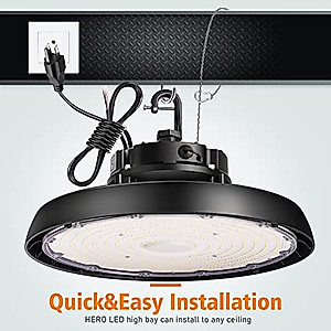 PATHBREAKER LED High Bay Light 240W UL& DLC Listed UFO High Bay LED Light 36000LM 0-10V Dimmable 6'Cable&Plug Commercial Grade Pole Barn Warehouse Garage Shop Light 5000K 10PACK