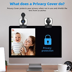 Trsunow Webcam with Microphone 1080P HD Web Camera Autofocus Streaming Camera with Privacy Cover Adjustable Fill Light, Plug and Play Webcam Gaming Camera for YouTube, Skype,Facebook,Zoom