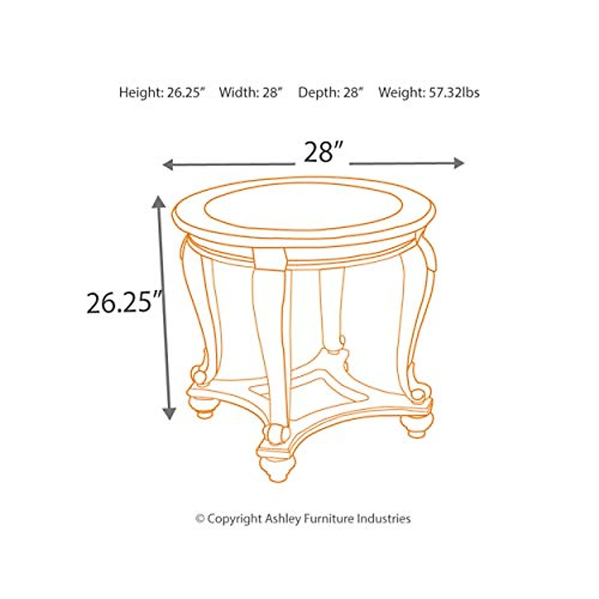 Signature Design by Ashley T499-6 Round End Table, 0, Dark Brown
