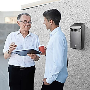 POCHAR Rainproof Wall Mount Disposal Containers - Galvanized Steel Outdoor Receptacles Smoker Disposal - Easy Waste Accommodation - for Outdoor Use (Black)