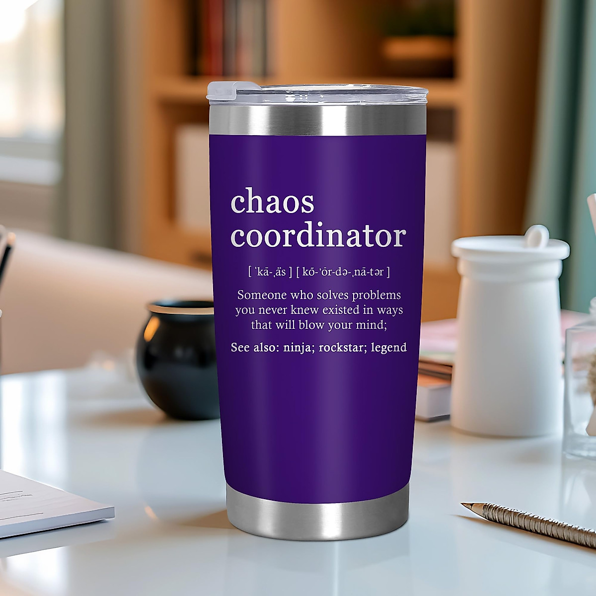 AXIARA Gifts for Women - Chaos Coordinator 20 oz Stainless Steel Insulated Coffee Tumbler With Lid - Teachers Day Birthday Appreciation Thank You Gifts for Coworkers Boss Lady Employee Teachers