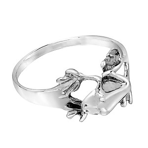 AeraVida Incredible Leaping 3D Tree Frog .925 Sterling Silver Band Ring (8)