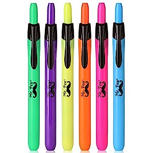 Mr. Pen- Highlighters, Retractable Highlighters, 6 Pack, Highlighters Assorted Colors, Retractable Markers, Colorful HighLighters, Colored Highlighters, Bible Highlighter, Highlighter Set