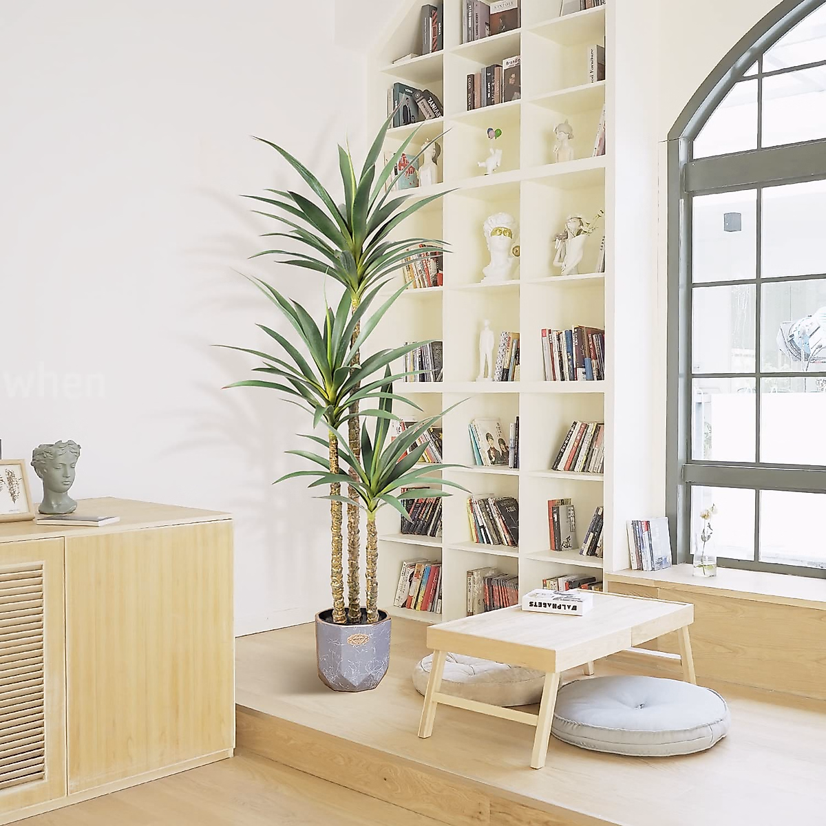 Waoops Artificial Tree 5.3Ft Faux Agave Plant with 3 Heads in Plastic Pot Fake Tree for Home Decor Indoor or Outdoor Office Decoration Housewarming Gift